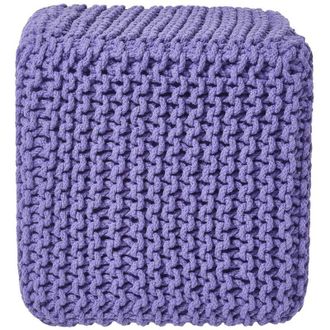 Homescapes Gestrickter Sitzw&uuml;rfel 100% Baumwolle, violett - Homescapes