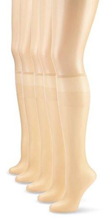 Nur Die 5er Knie Seidenfein, 626969 Chaussettes Montantes, 15 DEN, Beige (Teint 114), Unique (Taille Fabricant: One Size) (Lot de 5) Femme