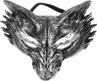 SOLUSTRE Fuchs Halbmaske Schwarz Silber Atmungsaktive Tiermaske Für Erwachsene Realistisches Predator Mask Halloween Party Kostüm Masquerade Zubehör