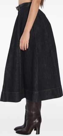 Self Portrait flared belt midi skirt - Blau