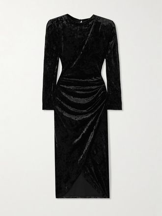 Isabel Marant Hadley Midikleid Aus Samt Mit Wickeleffekt - Schwarz
