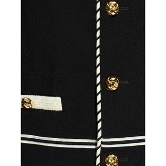 Frame Denim Gold-Button Cropped Blazer - Black