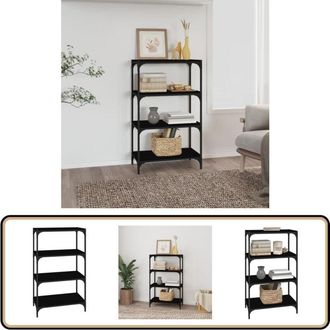 vidaXL Vidaxl - Bücherregal Schwarz 60x33x100 cm Holzwerkstoff und Stahl - BucheRegal - Industrielles Regal - Regal Schwarz - Regal Metall - Regal Holz