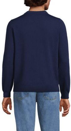 Lands End Merino-Rundhalspullover, Herren, Gr&ouml;&szlig;e:48-50 regular, Blau, by Lands End