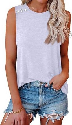 Generic Debardeur Femme Chic et &eacute;l&eacute;gant Chemisier sans Manche Mousseline D&eacute;bardeur Blanc Crop Top Ete Haut Chic et Elegant Fluide Ample Caraco Vetement Femme 
