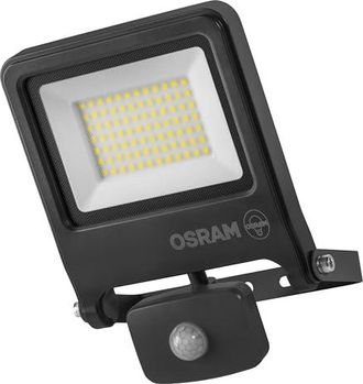 Osram ENDURA FLOOD PC 50W LED-Fluter mit Sensor, 4000K, 5000 Lumen, IP44 Flutlicht IR-Melder, einstellbare Reichweite bis 9m, Dunkelgrau