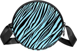 Generic Sac &agrave; bandouli&egrave;re rond pour femme, motif z&eacute;br&eacute; avec fermeture &eacute;clair, bretelles r&eacute;glables, style d&eacute;contract&eacute;, pour femmes et filles