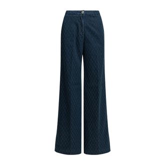 Shaft Jeans mit Rautensteppung und weitem Bein - - Jeans - Damen - Blau - W27