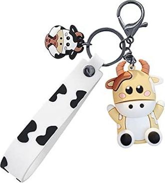 Generic Porte-cl&eacute;s de voiture personnalis&eacute; avec pendentif en forme de vache mignonne &agrave; suspendre pour sac de d&eacute;coration de plaque dimmatriculation, a, taille 