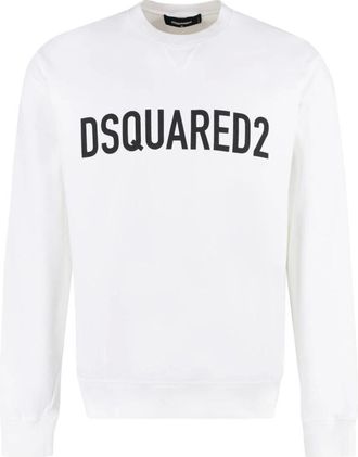 Dsquared2 Homme, Sweatshirts et sweats &agrave; capuche, Blanc, Taille: S SweaT-shirt ras du cou en coton