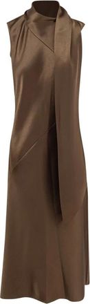 Vince Robe mi-longue sans manches &agrave; foulard drap&eacute; - Femme - Robes - Brun - Taille: 38 FR