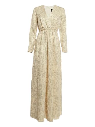 Max Mara robe longue &agrave; col v - Tons neutres