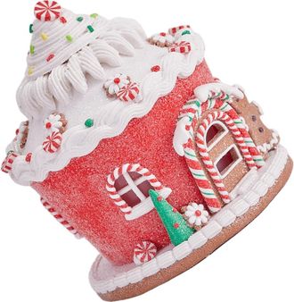 SOLUSTRE Festliche Weihnachtsdeko Resin Schloss Haus mit LED Licht Batteriebetrieben Weihnachtliche Tischdekoration Vielseitig für Kamin Büro Küchen und