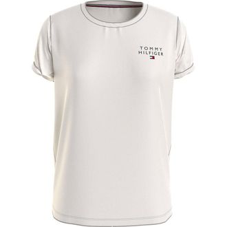 Tommy Hilfiger Damen T-Shirt Kurzarm Rundhalsausschnitt, Beige (Ancient White), XS