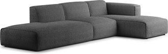 Studio Copenhagen home24 Ecksofa mit Chaiselongue Grau Teddy-Bouclé Stoff Bony 290 x 71 x 173cm Longchair davorstehend rechts Modern