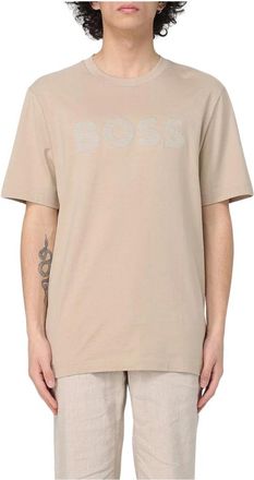 HUGO BOSS Homme, Tops, Beige, Taille: XS Logo Tee Short Sleeve Cotton