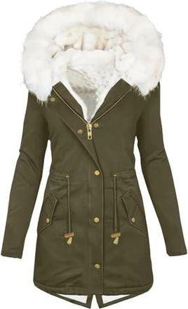Generic Parka Femme Hiver Manteau Long À Capuche Chaud Épaissir Coupe-vent Outercoat Chic Et Elegant Avec Fermeture Éclair Veste Grande Taille Manteaux