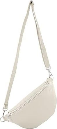 modamoda.de T211 Sac banane italien Medium En cuir souple, gris clair, Small