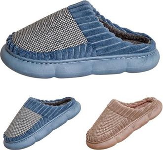 Generic Chaussons de jardin pour homme et femme - Chaussons moelleux - Doux et antidérapants - En coton - Pour lextérieur - Chaussons dhiver, bleu marine, 48 