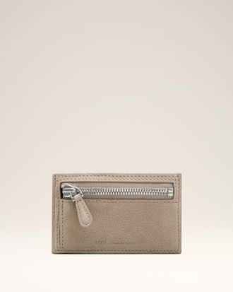 Ami Porte-Cartes Zipp&eacute; Carrousel Gris en Cuir De Vache Gris Taupe - TU - Unisex