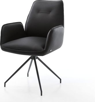 DELIFE Esszimmerstuhl Zoa-Flex Echt-Leder Schwarz Kreuzgestell konisch Schwarz Taschenfederkern, Esszimmerstühle