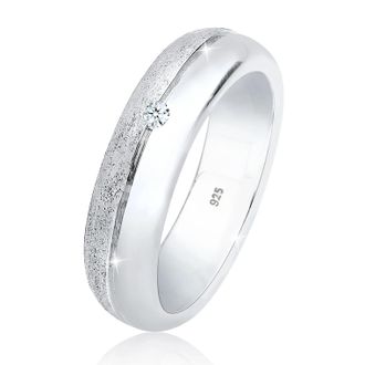 Elli Ringe - Ring Basic Bandring Diamant (0.03 ct.) 925 Silber - Gr. 52 MM - in Silber - f&uuml;r Damen