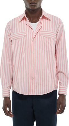 Fursac Chemise &agrave; col hirondelle en coton ray&eacute; - Taille L - Homme