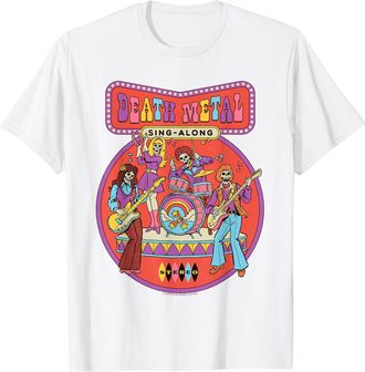 Steven Rhodes Death Metal Sing-Along Skeletons Retro Funny Adult Humor T-Shirt