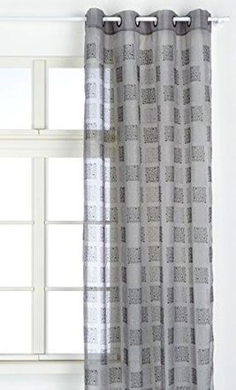 HOME MAISON com hm69807190 Vorhang Organza Bestickt Polyester Grau 140 x 240 cm