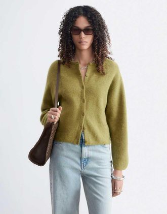 & Other Stories gilet en alpaga et laine &agrave; boutons devant en vert olive