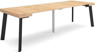 Skraut Home | Ausziehbarertisch | Multifunktionaler ausziehbarer | 260 | F&uuml;r 12 G&auml;ste | H&ouml;lzerne Beine | Moderner Stil | Eiche