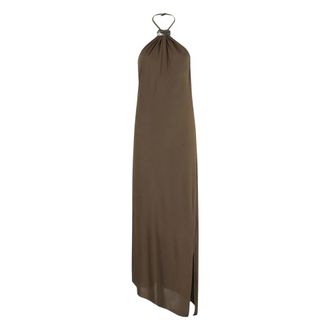 The Attico Robe longue &agrave; d&eacute;tail nou&eacute; - Femme - Robes - Vert - Taille: 38 FR