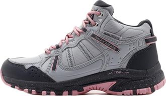 Skechers Womens Hillcrest Bound Peak, Gray Synthetic Textile Pink Trim, 35 EU