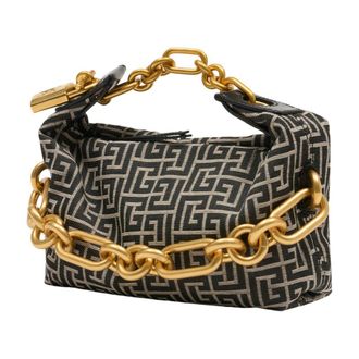 Balmain Womens Sync Shoulder Bag Black Cotton