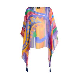 Etro Femme, Vestes, Multicolore, Taille: ONE Size Poncho &agrave; franges