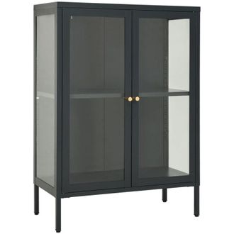 vidaXL Sideboard Anthrazit 75x35x105 cm Stahl und Glas - Vidaxl