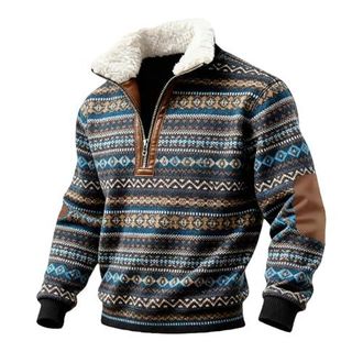 Generic Sweat-shirt pour homme sans capuche - Col roul&eacute; - Demi-fermeture &eacute;clair - Thermique - R&eacute;tro - Pull tendance - Doublure chaude - T-shirt de sport d&eacute;con