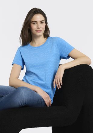 Ragwear Kurzarmshirt RAGWEAR MINTTA ZIG ZAG O, Damen, Gr. M, blau, Jersey, Obermaterial: 100% Baumwolle, bedruckt, normal, Rundhals, Shirts, mit Logoschriftzu