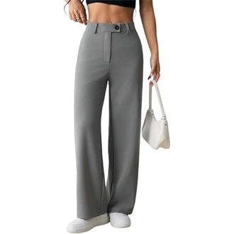 Generic Pantalon habill&eacute; taille haute large et droit pour femme - Pantalon extensible et d&eacute;contract&eacute; - Pantalon daffaires de travail - Pantalon de bureau 2026