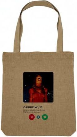 Fabulous Sac Shopping Tote Bag Aspect Lin - Carrie White R&eacute;seau Social Rencontre Amour - Sac de Courses Toile Epaisse 360g Beige Naturel Cabas Port&eacute; Epaule Sol