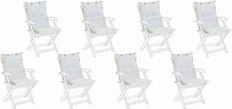 Beliani Beliani - Auflage f&uuml;r Gartenstuhl Cremewei&szlig; Polsterbezug 8er Set Gartenm&ouml;bel