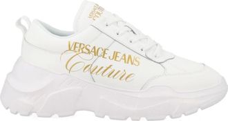 Versace Jeans Couture Basses en cuir &agrave; logo Chunky - Femme - Chaussures - Blanc - Taille: 41 EU