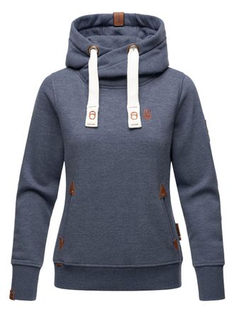 Navahoo Damen Hoodie Namikaa - Kuscheliger Kapuzenpullover mit Hochkragen & Kunstleder-Details