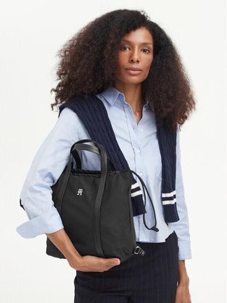 Tommy Hilfiger Rucksack Th Soft Nylon Tote/Backpack AW0AW19029 Schwarz