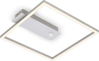 Briloner LED Deckenlampe Frame, LED Deckenleuchte mit warmwei&szlig;er Lichtfarbe, Lampe mit Sensor, Wohnzimmerlampe, Schlafzimmerlampe, 320x300x50 mm (LxBxH), Alumi