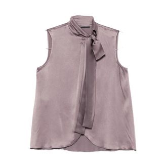 Alberta Ferretti &Auml;rmelloses Hemd mit Bindekragen - - Blouses & Shirts - Damen - Lila - M
