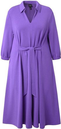 Ulla Popken Midikleid Sweatkleid A-Linie Hemdkragen 3/4-Arm Modalmix