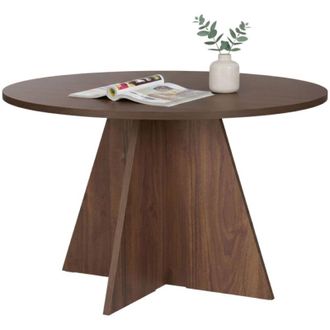 Dmora Fester Tisch Racale, 4 Pl&auml;tze, Rundform, Tragkraft 60 kg, 120x120x75h cm, Nussbaum Braun