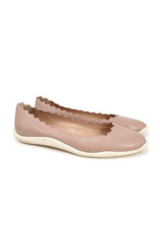 Chlo&eacute; Blush Pink Scalloped Trim Flats Size 40