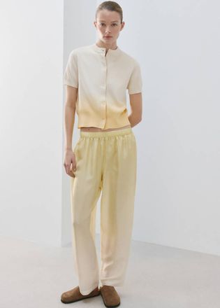 Mango Cardigan d&eacute;grad&eacute; 100 % coton jaune pastel - Femme - S - MANGO